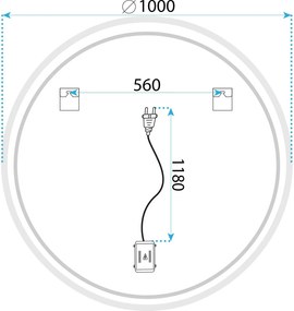 Tutumi Zrcadlo ⌀100 cm s vyhříváním a regulovatelným LED osvětlením HOM-00207