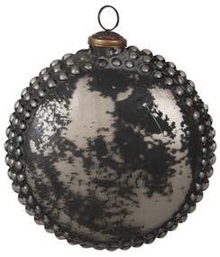 Černá skleněná vánoční cetka s puntíky a šedým odřením Karlijn – 15x6x15 cm