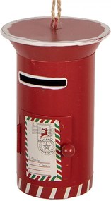 Červená kovová závěsná dekorace poštovní schránka Santa - 12*8 cm