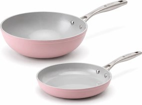 Elmich Základní sada keramických pánví Zen 2 ks – klasická + wok, růžová