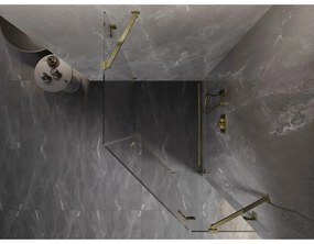 Mexen Lunar, pětiúhelníkový sprchový kout naklápěcí vpravo 80 x 100 cm, 8mm čiré sklo, zlatý profil, 831-080P-100L-50-00-P