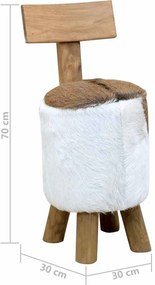 Stolička kozí kůže a masivní teakové dřevo 285206