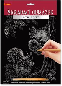 _Ostatní 1_ Obrázek vyškrabovací Zvířáta stříbrný kreativní set se škrabacím perem 3 druhy 22988745