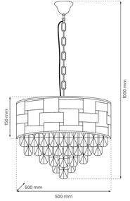 Lustr Luxuria, 1x křišťálové/zlaté kovové stínítko, (fi 50cm), g