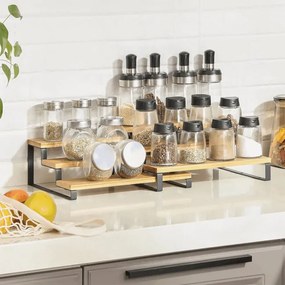 Set dvou kuchyňských bambusových polic AUK-E1016 NAT (2 ks)