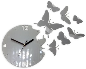 3D nalepovací hodiny Butterfly šedé