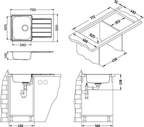 Casarredo - Komfort nábytek Nerezový dřez LINE 80 vestavný, reversibilní