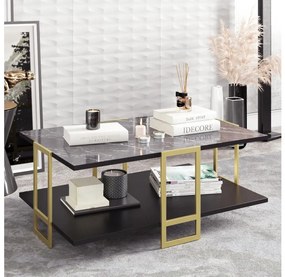 Asir | Konferenční stolek POLKA 36,6x91,5 cm zlatá/černá | AS0847
