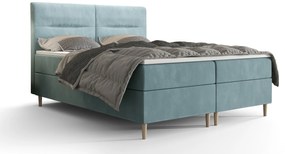 Manželská postel Boxspring 180 cm Saruta (šedomodrá) (s matrací a úložným prostorem). 1056355