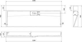 Mexen Ava, umyvadlo na desku z konglomerátu 120 x 46 cm, bílá, 23011200