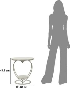 Odkládací stolek Heart 40 cm stříbrný/bílý mramor
