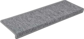 Schodové rohože 15 ks 65 x 21 x 4 cm světle šedé s obdélníkovým okrajem 326198