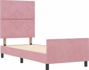 Postel s boxspringem s čelo Růžová 80 x 200 cm samet 3344974