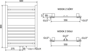 Mexen Uran topné těleso 800 x 600 mm, 420 W, bílá, W105-0800-600-00-20