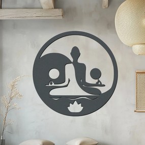 dřevo života Dřevěná dekorace na zeď YING YANG YOGA Zvolte barvu dekoru: Antracitová, Zvolte rozměr Ø (cm): 80