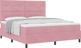 Postel s boxspringem s čelo Růžová 180 x 200 cm samet 3339853