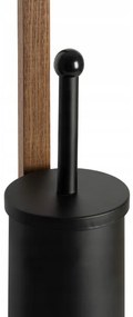 Erga Aurora Black, toaletní WC kartáč s dřevěným držákem na WC papír na postavení 19x19x72,5 cm, hnědá-černá, ERG-SEP-1004SEPSTLUNA