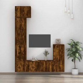5dílný set TV skříněk kouřový dub kompozitní dřevo