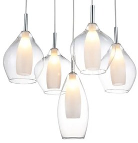 Industriální lustr Amber 5 čirá