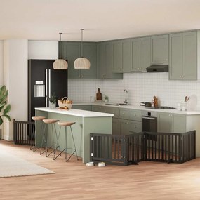 Zábrana pro psy s dvířky skládací 6 panelů černá 480 cm topol 3155681