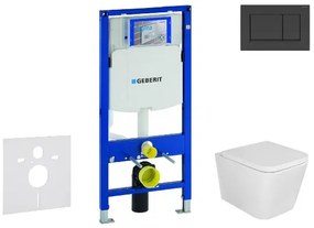 Geberit Duofix - Set předstěnové instalace, klozetu Arkas a sedátka softclose, tlačítko Sigma30, matná černá/černá SANI11CA5102