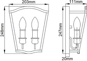 Nástěnné retro světlo Elstead YARMOUTH 2 stará mosaz