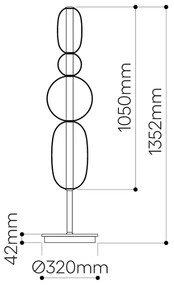Bomma Pebbles skleněná podlahová lampa, velká Barva: Světle šedá, Konfigurace: Model 1