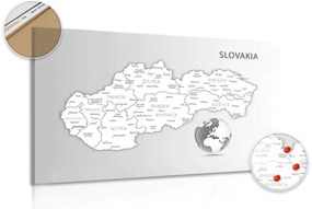 Obraz na korku černobílá mapa Slovenské republiky