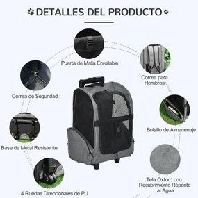 PawHut 2-v-1 Přenosná Taška pro Mazlíčky s Koly a Hliníkovou Rukojetí - 16,5x9,8x21,7 palců