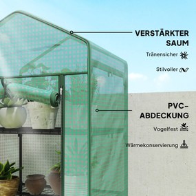 Mini skleník na květiny nebo zeleninu, ocel, plast, 69L x 49W x 193H cm, zelený