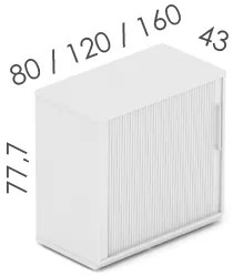 NABYTEK-DESIGNOVY.CZ - DE282DZLP - Skříň kancelářská EPIC, policová, shrnovací dveře L/P, šířka 80/120/160 cm, výška 77,7cm, dub/černá