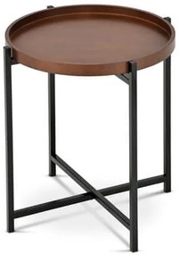 Autronic Odkládací stolek Odkládací stolek pr.50x50 cm, deska dřevo, moření ořech, kovové černé nohy (80135-12 WAL)