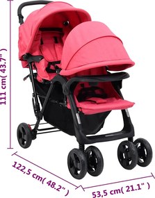 vidaXL Tandemový dvojitý kočárek ocel [10351] Barva: taupe