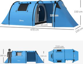 Outsunny rodinný stan pro 3 osoby — skládací, lehký stan s dveřmi, okny a háčkem, přepravní vak, voděodolnost 3000 mm vodního sloupce, 470 x 220 x 15…