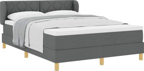 Postel s boxspringem s čelo Tmavě šedá 140 x 200 cm textil 3340277