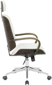 Kancelářská židle Lindsell - ohýbané dřevo a umělá kůže | šedá a bílá