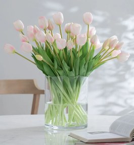 Kytice 7ks světle růžových realistických tulipánů Tulips - 45cm