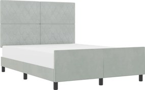 Postel s boxspringem s čelo Světle šedá 140 x 200 cm samet 3344879