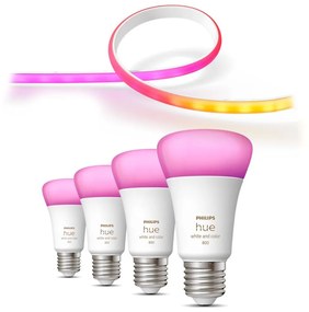 Philips | SADA-LED RGBW Stmívatelný pásek Philips Hue 2m 20W/230V + 4xLED Žárovka E27/6,5W | P5825