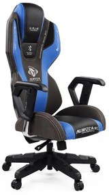 Herní židle E-Blue AUROZA s reproduktory – modrá, umělá kůže, podsvícená
