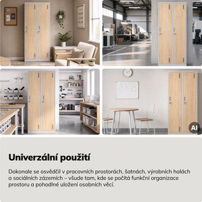 Zaměstnanecká skříňka čtyřkomorová šedá/dub sonoma, 800x1800x500 mm: KACPER Eco Design