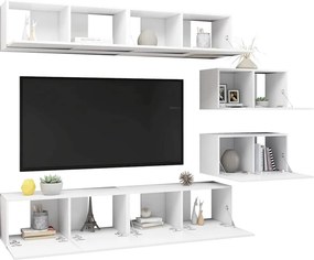 6dílný set TV skříněk bílý kompozitní dřevo 3078726