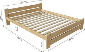 Maxi Postel z masivu Union 180 x 200 cm - barva Borovice