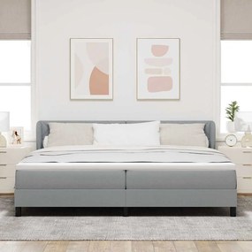 Postel s boxspringem s čelo Světle šedá 200 x 200 cm textil 3340297