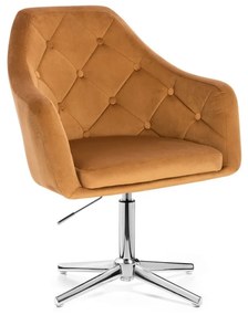 LuxuryForm DESIGN Otočné křeslo ANDORA VELUR na stříbrném kříži - medové