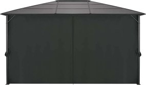 vidaXL Altán se závěsy hliník 4 x 3 x 2,6 m černý [44642]