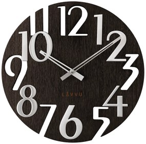 LAVVU Černé dřevěné hodiny LAVVU STYLE Black Wood LCT1010