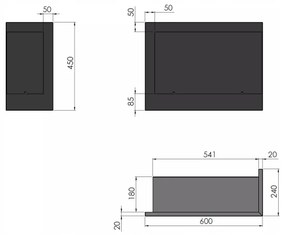 InFire - Rohový BIO krb 45x60 cm 3kW černá