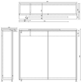Aqualine Aqualine, KAWA STRIP Galerka s LED osvětlením 90x70x22cm, bílá, WGL90S