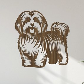 dřevo života Dřevěný obraz Havanský psík (Havanese) Zvolte rozměr (cm): 57x60, Zvolte barvu dekoru: Ořech